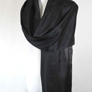 Black Silk Shawl, Solid Black Formal Scarf, 14"x72" Scarf, Solid Black ...