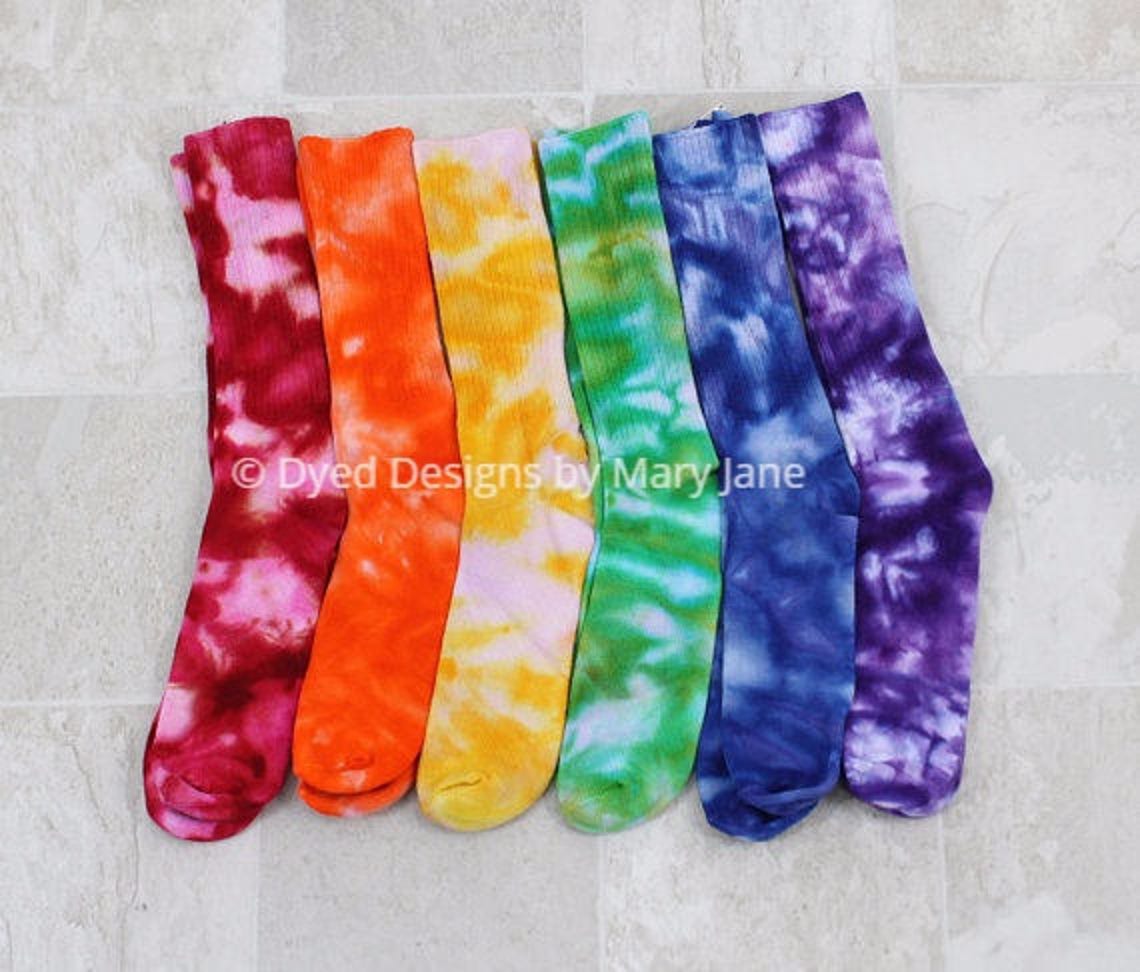 Bamboo Socks Rainbow Rayon Tube Socks Hand Dyed Socks Tie - Etsy