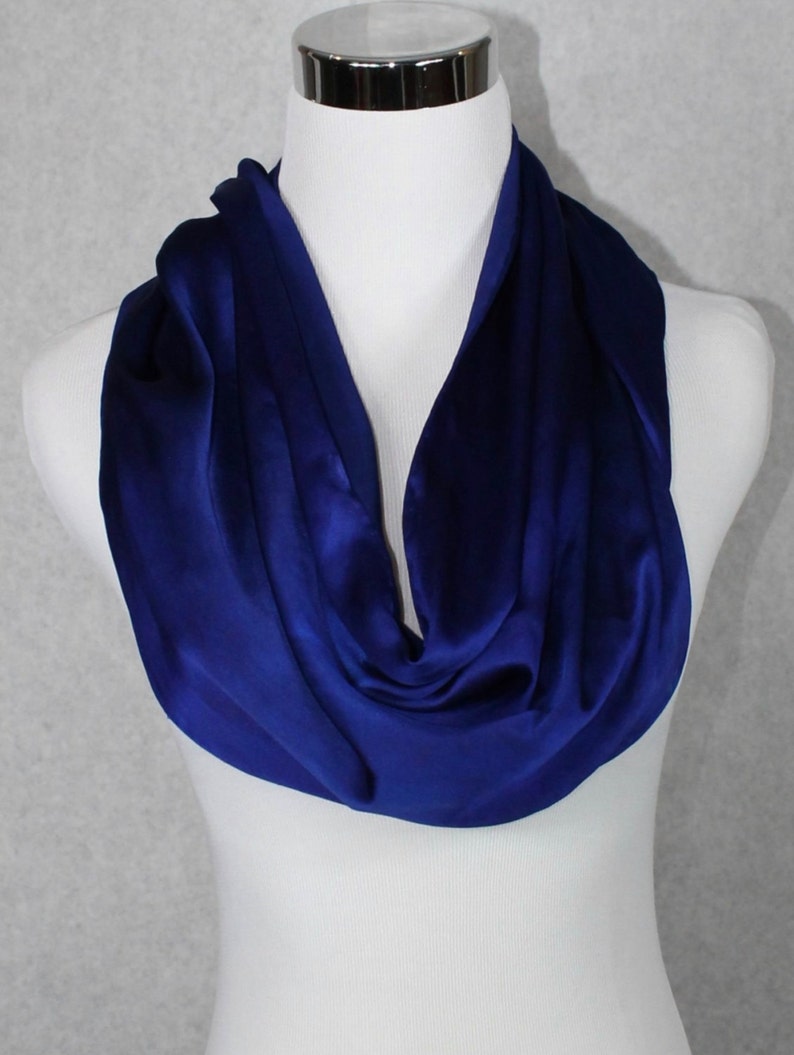 Hand Painted Silk Scarf Deep Royal Blue/navy, Elegant Charmeuse 14"x72 ...
