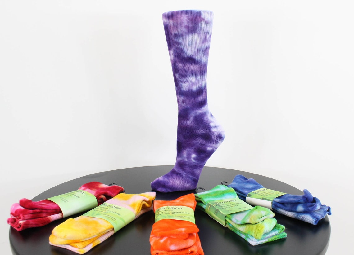 Bamboo Socks Rainbow Rayon Tube Socks Hand Dyed Socks Tie - Etsy
