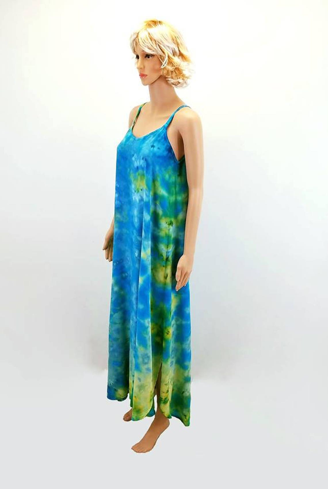 Spaghetti Strap Dress, Rayon Sun Dress, Bohemian Summer Dress, Tie Dyed ...