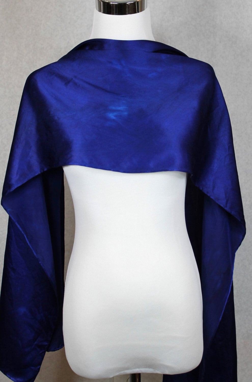 Hand Painted Silk Scarf Deep Royal Blue/navy, Elegant Charmeuse 14"x72 ...