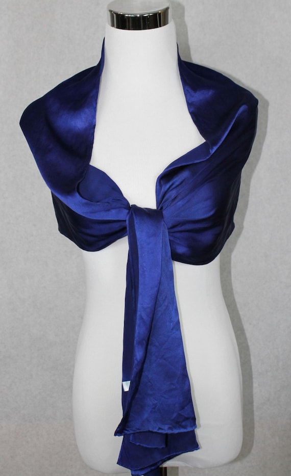 Hand Painted Silk Scarf Deep Royal Blue/navy Elegant | Etsy