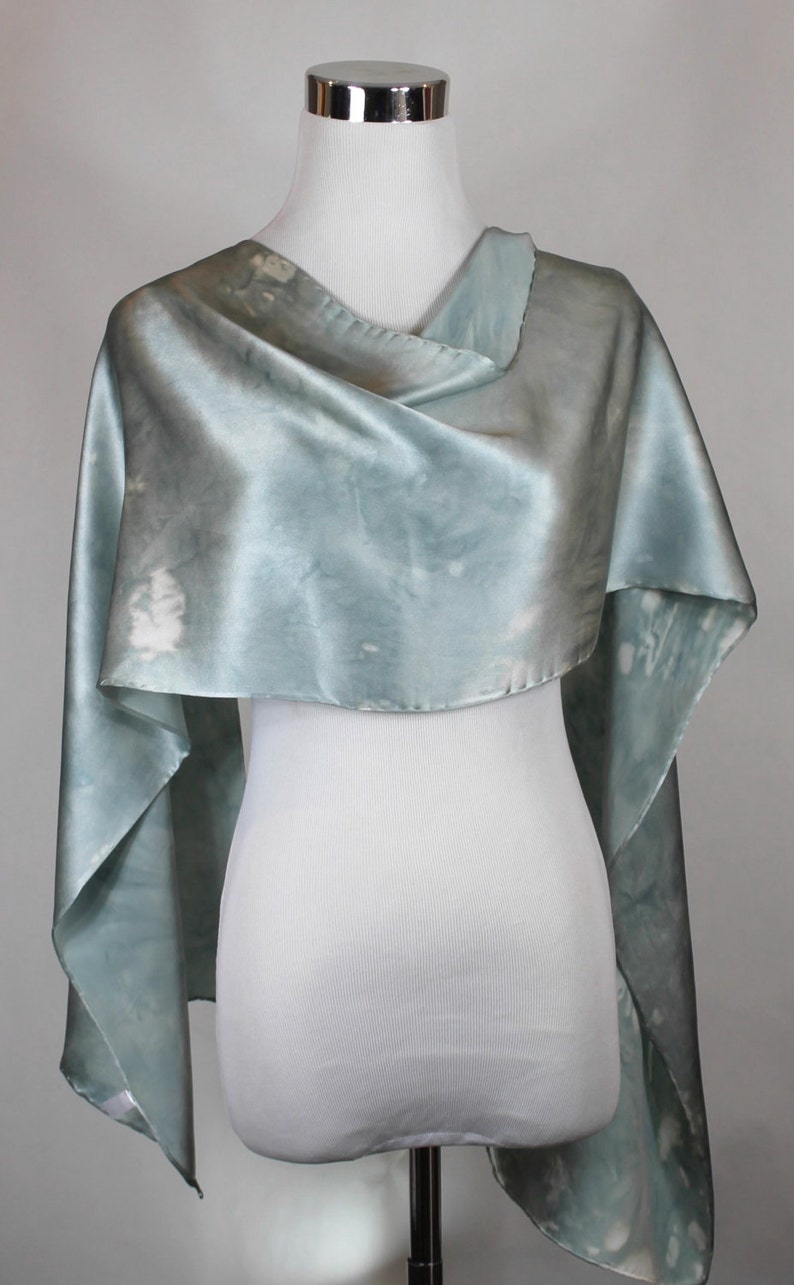 Hand Painted Silk Scarf, Silver Gray Abstract, Elegant Silk Charmeuse ...