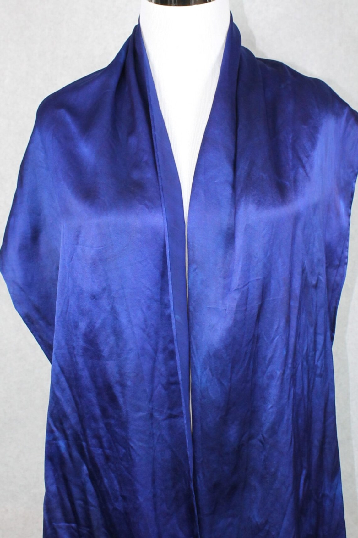 Hand Painted Silk Scarf Deep Royal Blue/navy, Elegant Charmeuse 14"x72 ...