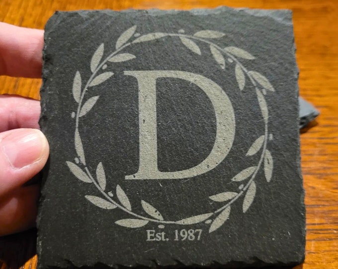 Personalized Slate Coasters, Laser Etched Slate Coasters, Natural Slate ...