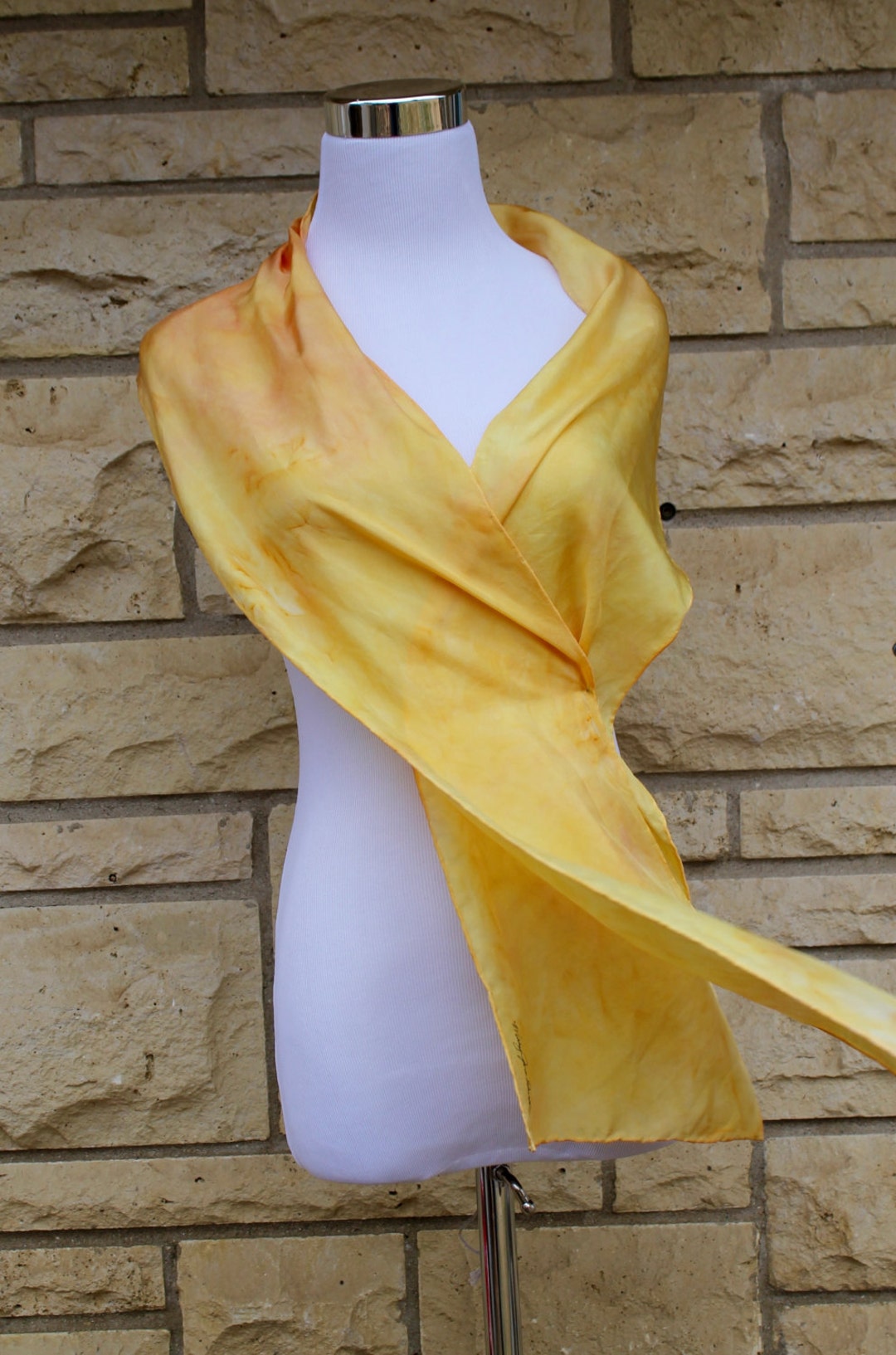 Yellow Silk Scarf Hand Dyed Yellow Silk Scarf Yellow and - Etsy