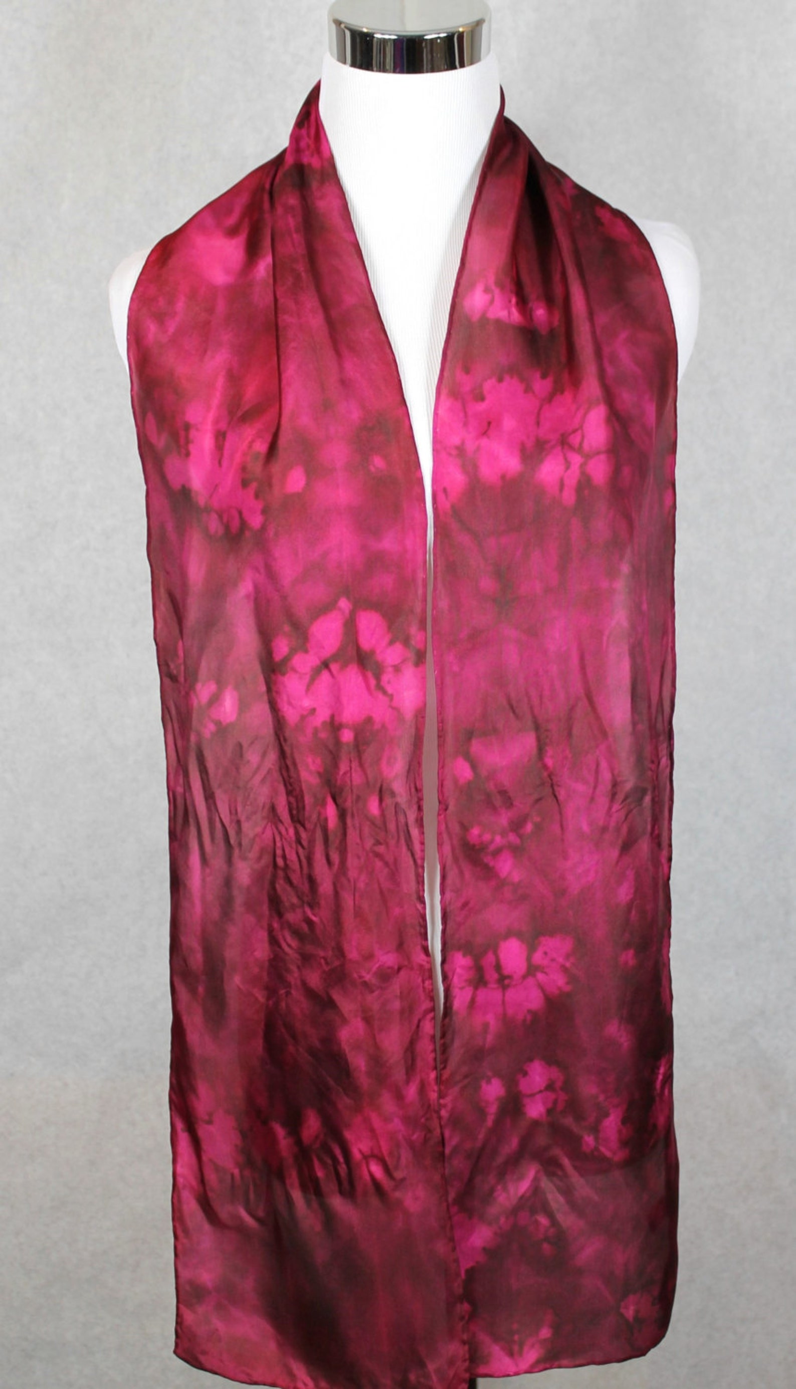 Silk Scarf Garnet Red Silk Abstract Hand Painted Silk Scarf | Etsy