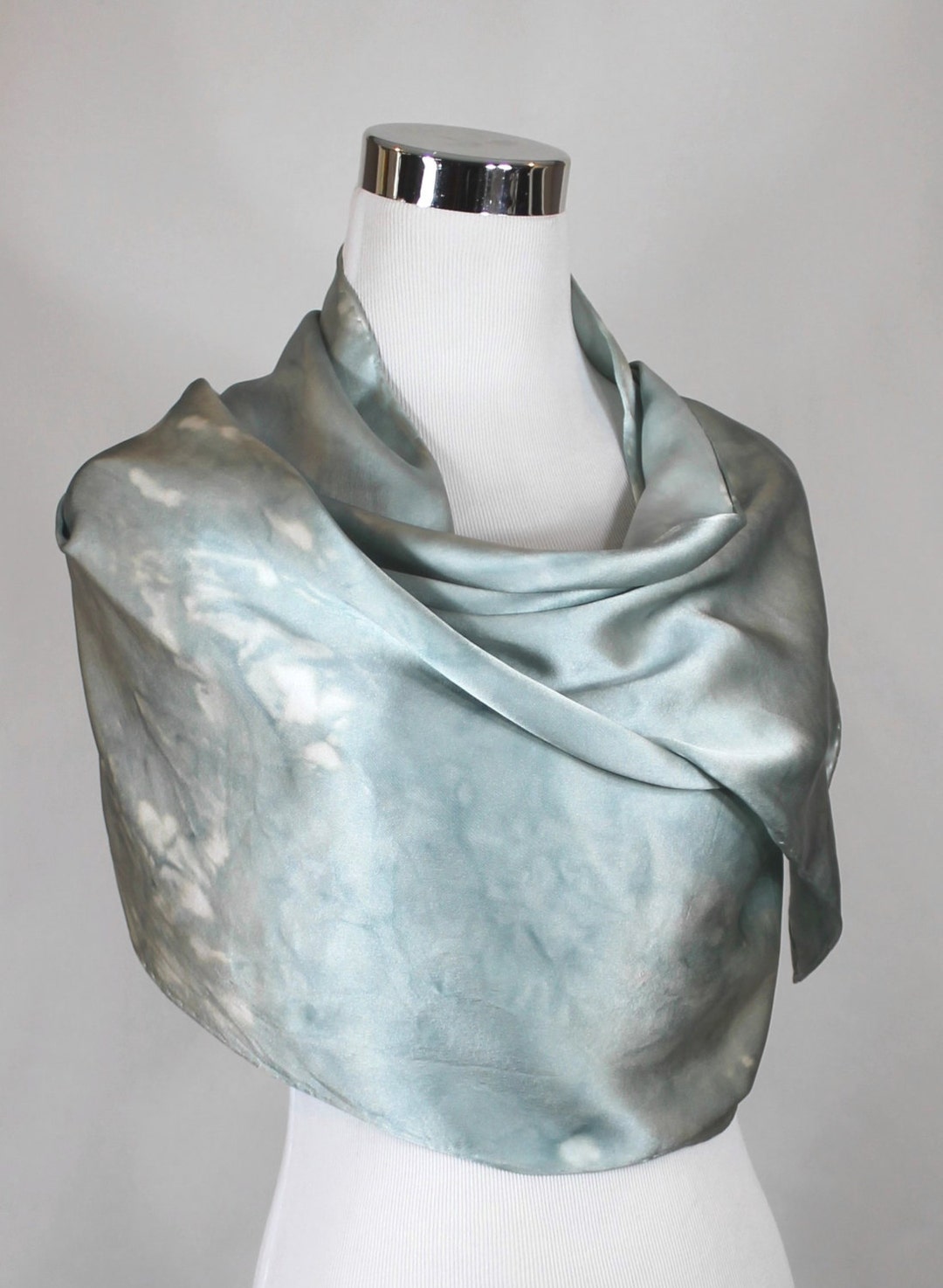 Hand Painted Silk Scarf, Silver Gray Abstract, Elegant Silk Charmeuse ...