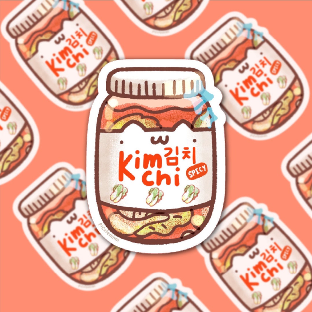 Cute Kimchi Jar Sticker, Kawaii Asian Food Waterproof Sticker, Asian ...