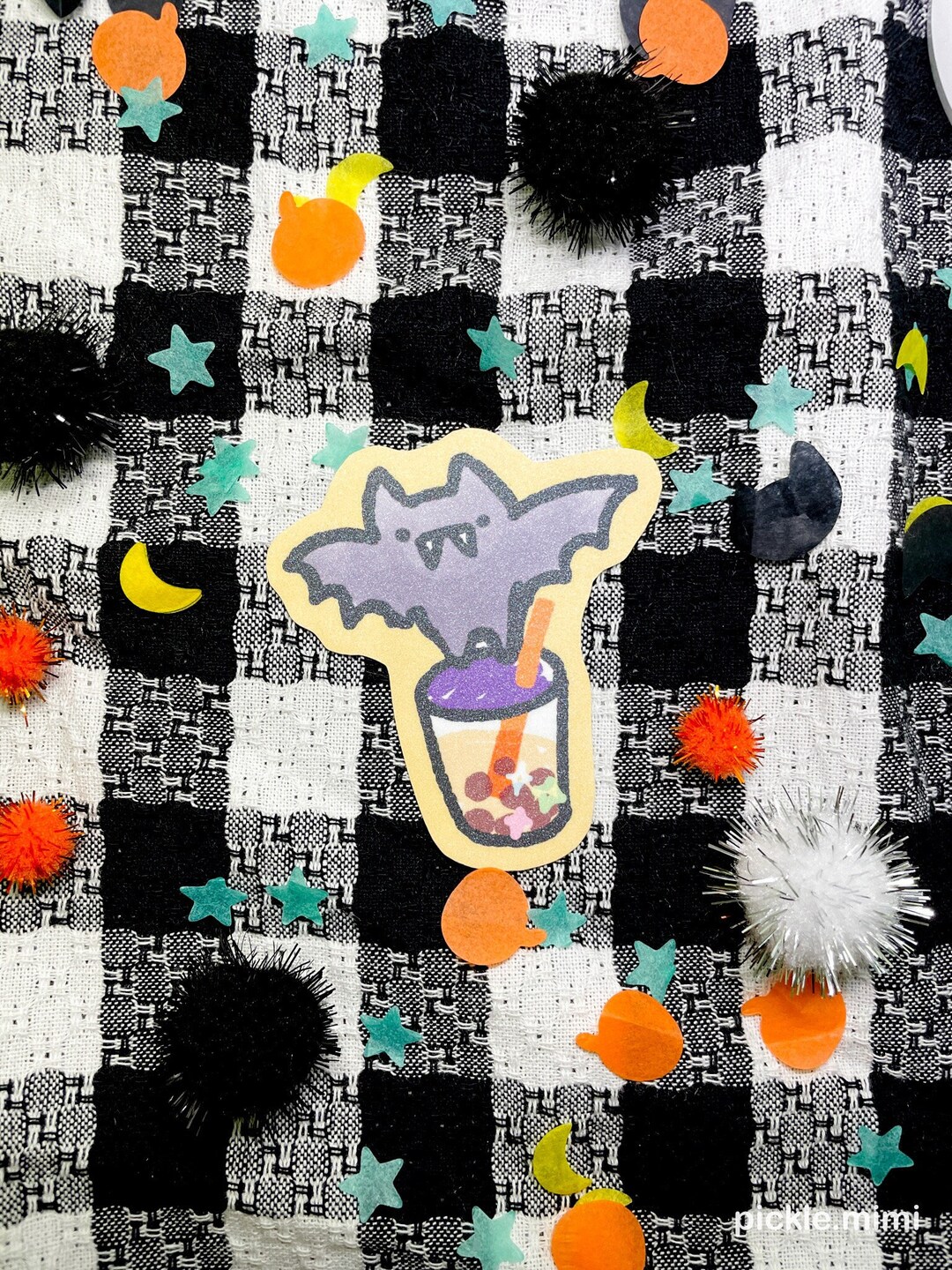 Boba Tea Bat Sticker: Kawaii Halloween Holographic Vinyl Sticker - Etsy