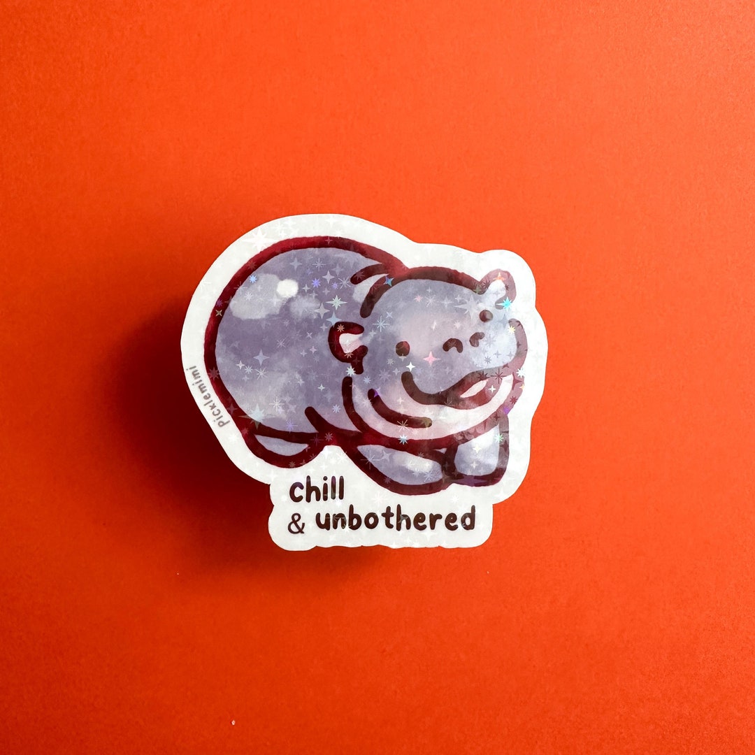 Moo Deng Cute Hippo Chill Holographic Sticker - Etsy
