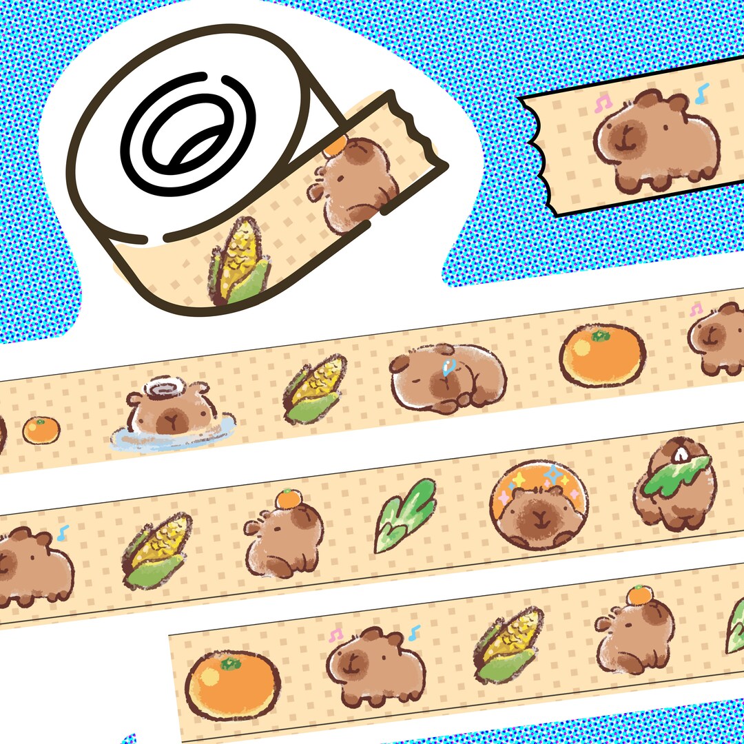 Capybara Washi Tape / Cute Stationery / Kawaii Animal Paper Tape for Journal - Etsy