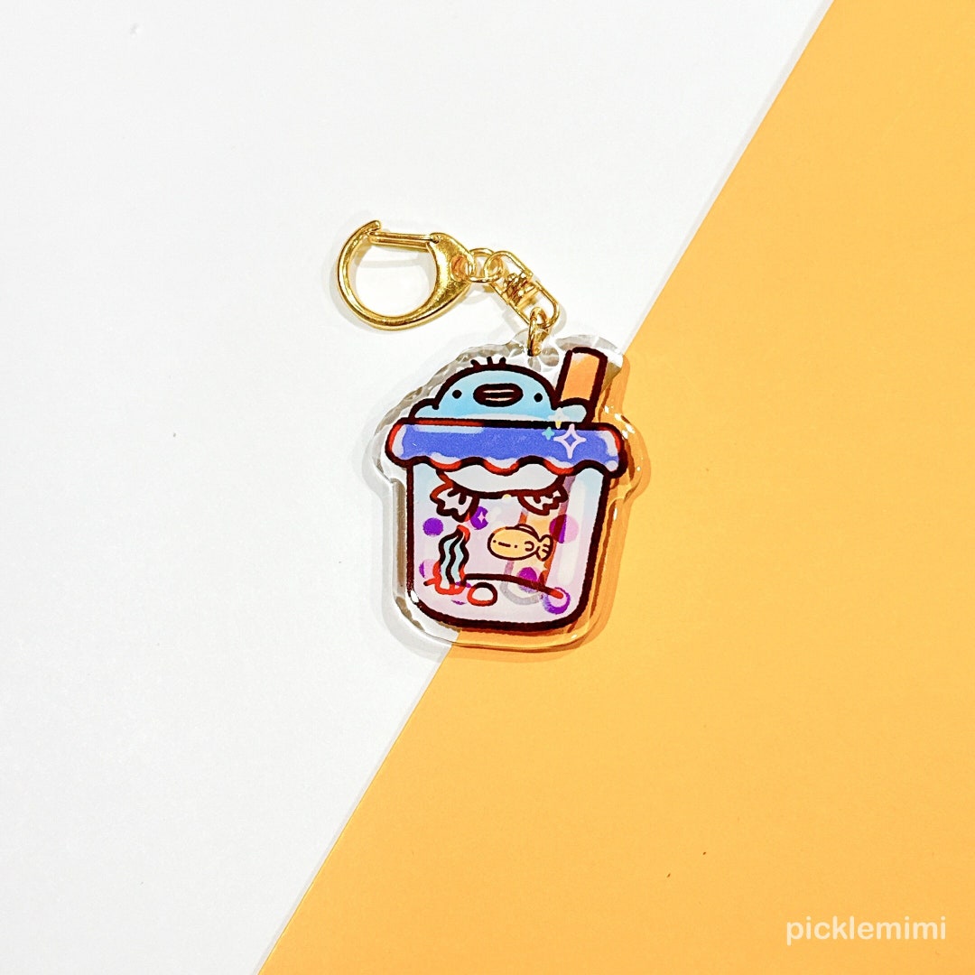 Boba Milk Tea Penguin Acrylic Keychain| Asian Food Cusine Cute Art ...