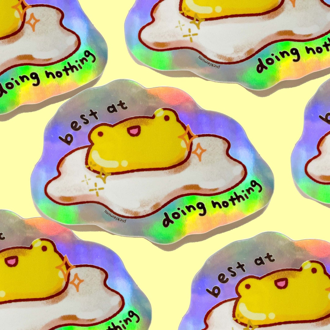 Egg Frog Relatable Vinyl Sticker, Funny Waterproof Holographic Sticker ...