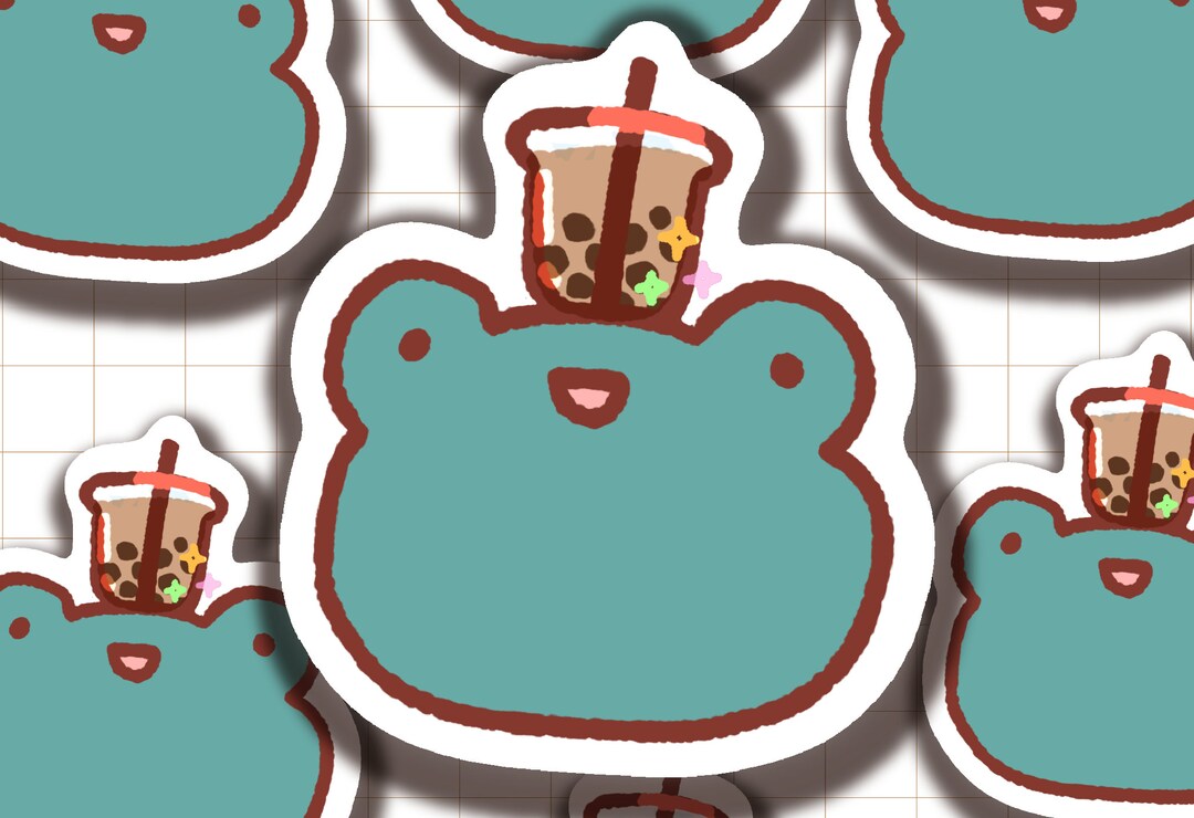 Boba Frog Vinyl Sticker / Cute Asian Food Sticker for Laptop ...