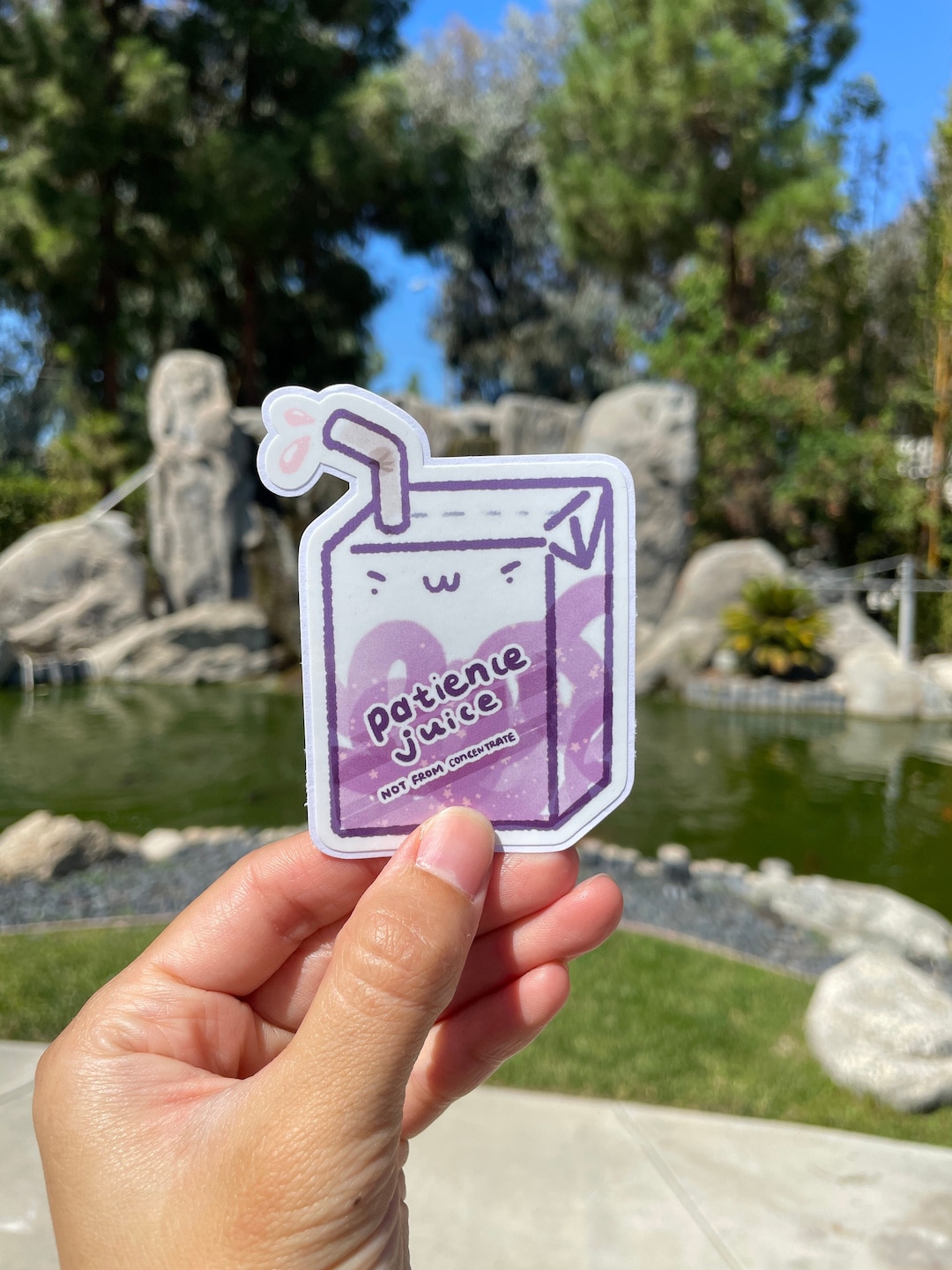 Kawaii Patience Juice Box Vinyl Sticker / Cute Purple Sticker ...
