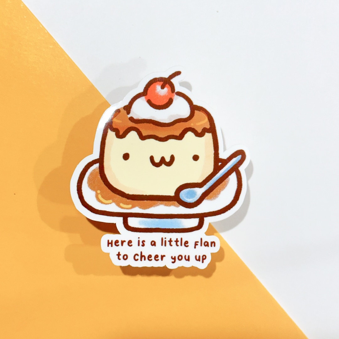 Relatable Flan Purin Waterproof Sticker | Cute Stickers for Waterbottle ...