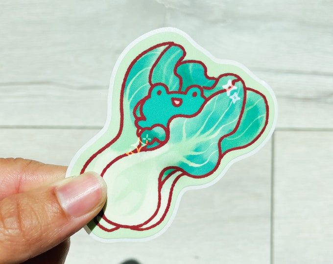 Frog Bok Choy Cabbage Vinyl Sticker / Cute Asian Grocery Sticker ...