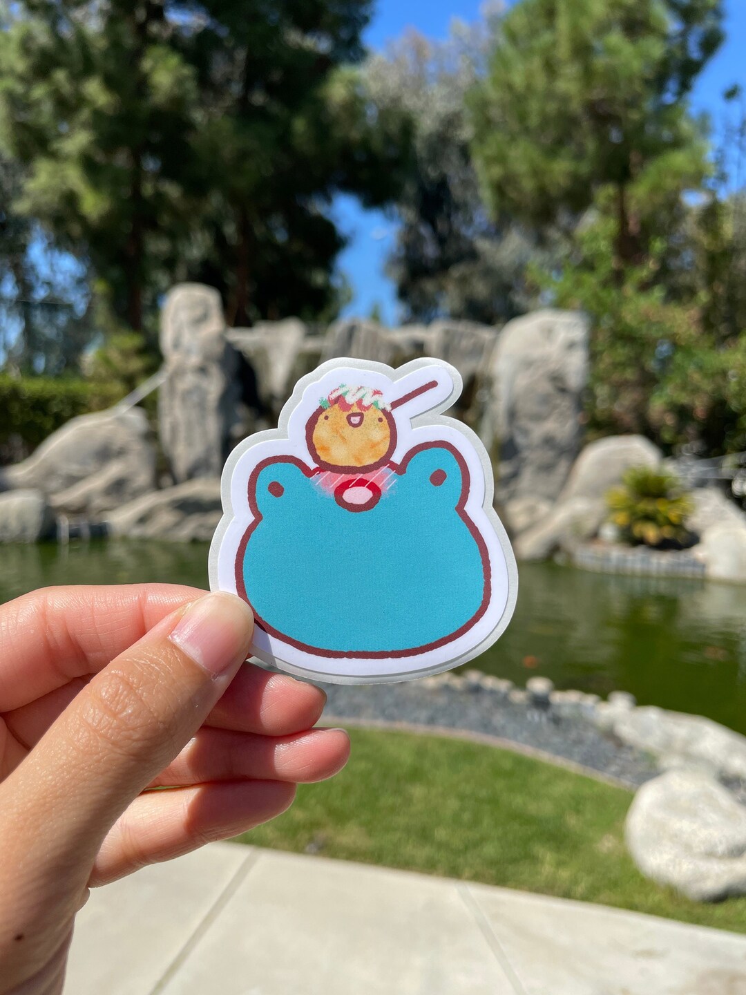 Cute Takoyaki Frog Sticker / Kawaii Japanese Food Art/ Waterproof ...