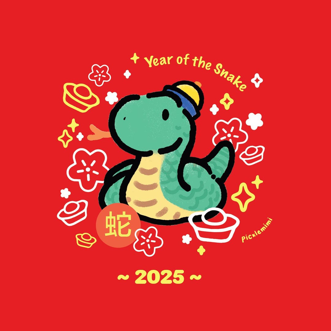Year of the Snake Sticker | Lunar New Year Celebration Vinyl Glitter ...