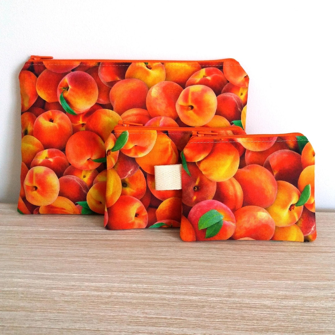 Juicy Peach Coin Purse Card Wallet Zipper Pouch, Available as Set or ...