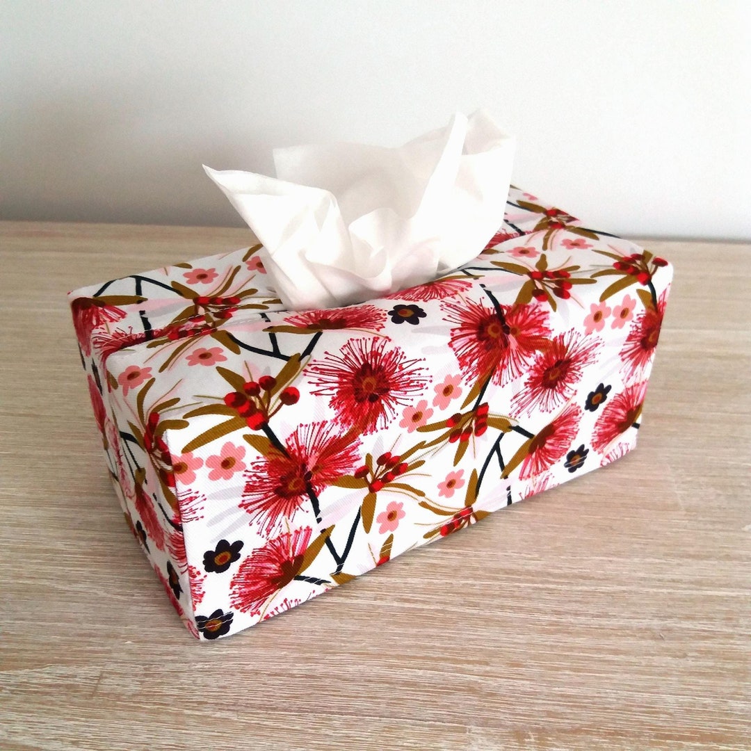 Fabric Tissue Box Cover: Australian Red Flowering Eucalyptus - Etsy