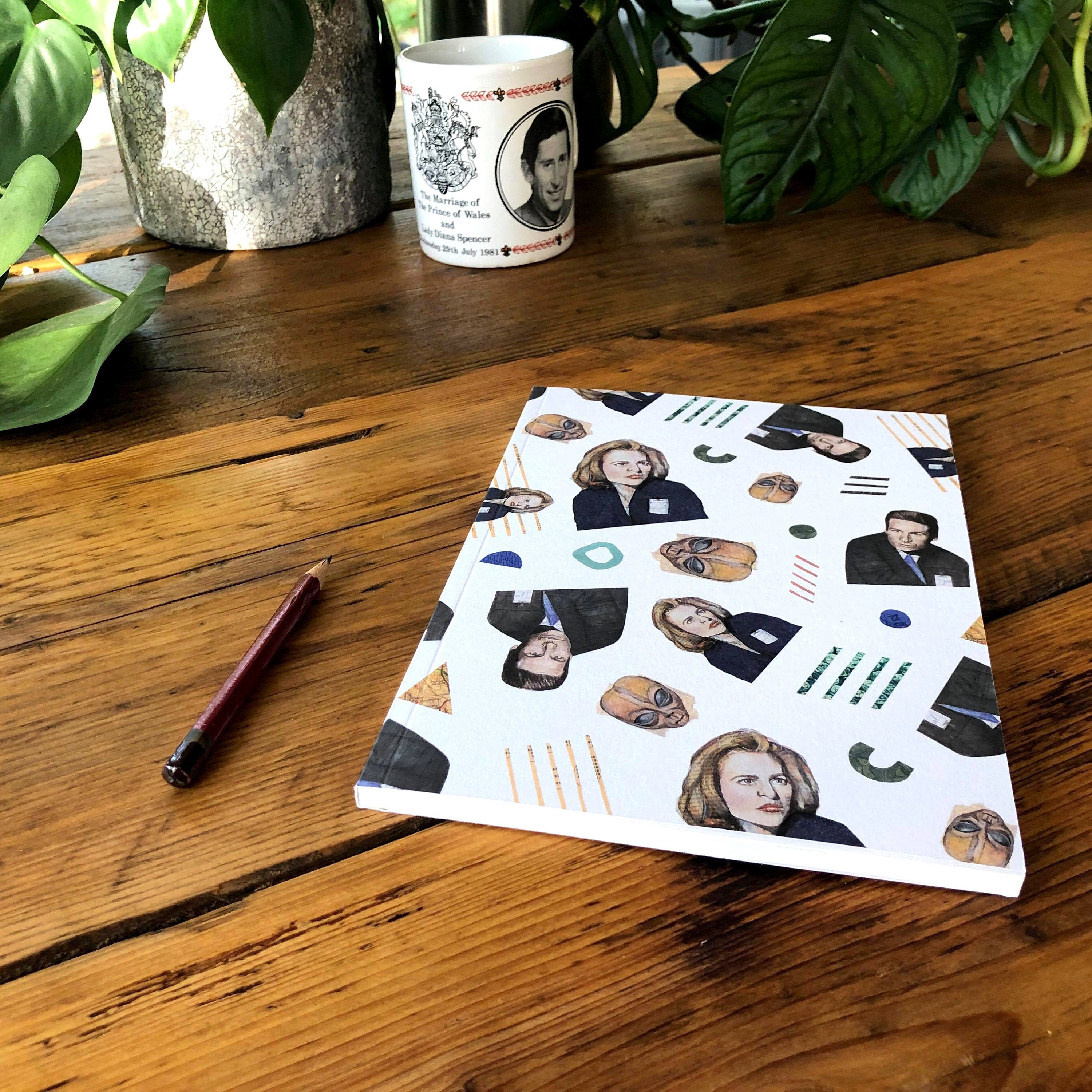90s Mulder & Scully Notebook | X Files Inspired Illustrated Journal ...
