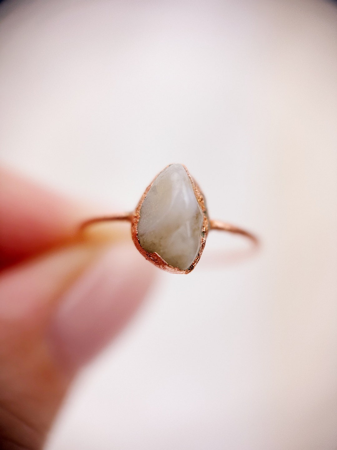 Electroformed Flower Agate Copper Ring - Size UK L, US 5 1/2 - Etsy