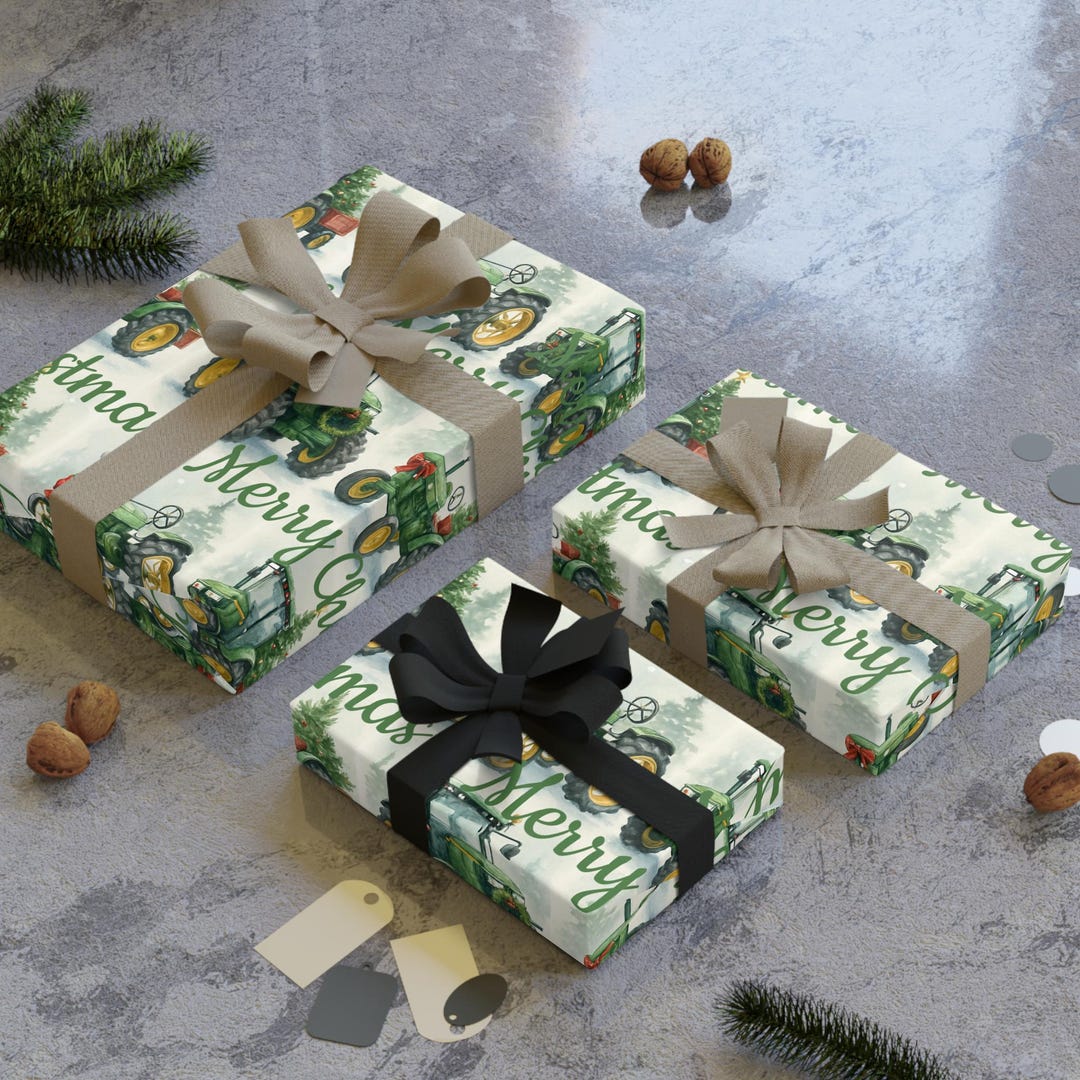 Wrapping Paper, John Deere Tractor Christmas Custom Gift Wrap Roll ...