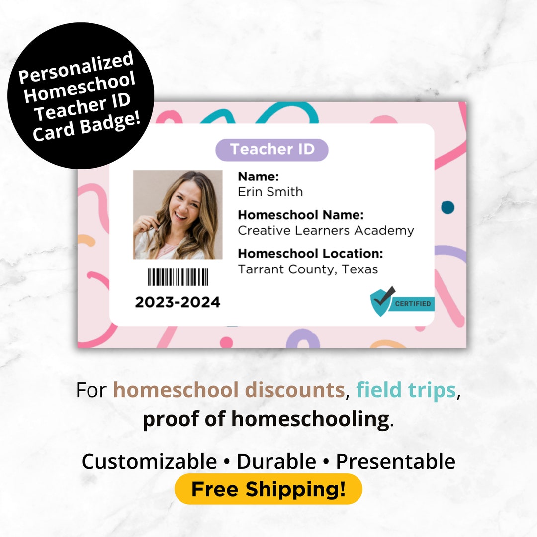 Homeschool Teacher ID Card Badge, Customizable Badge, Homeschool Parent ...