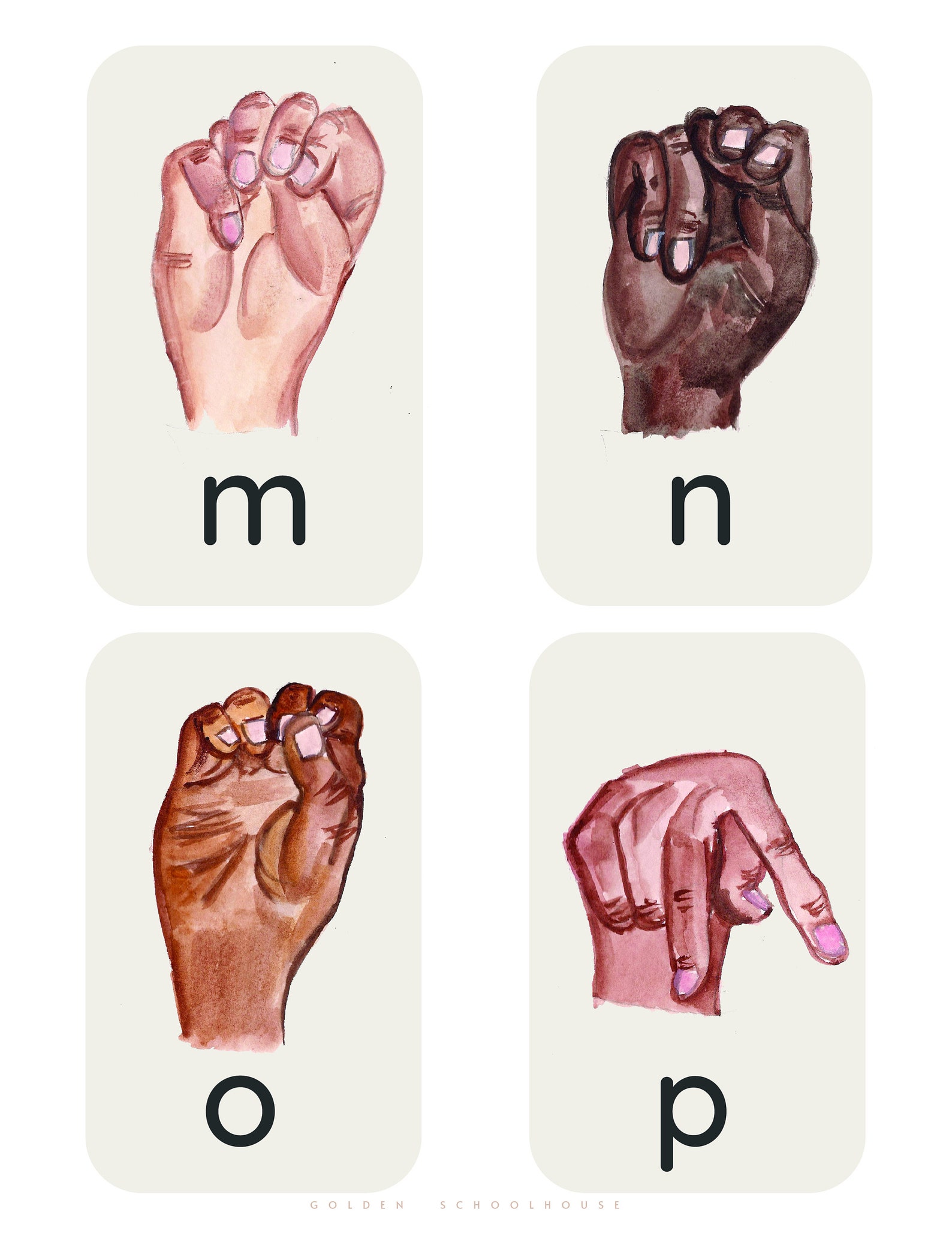 ASL Alphabet Flashcards Printable American Sign Language ABC Cards ASL ...