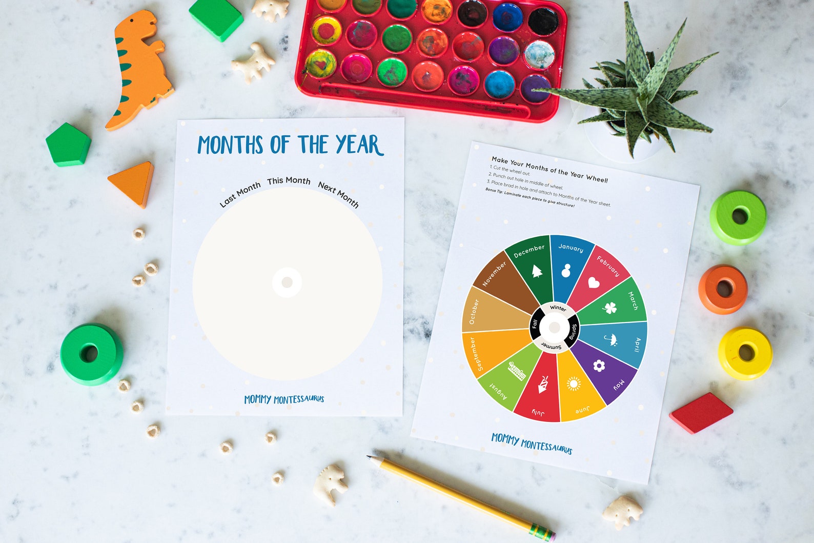 Montessori Months of the Year Calendar Wheel & Tracing Worksheet (PDF ...