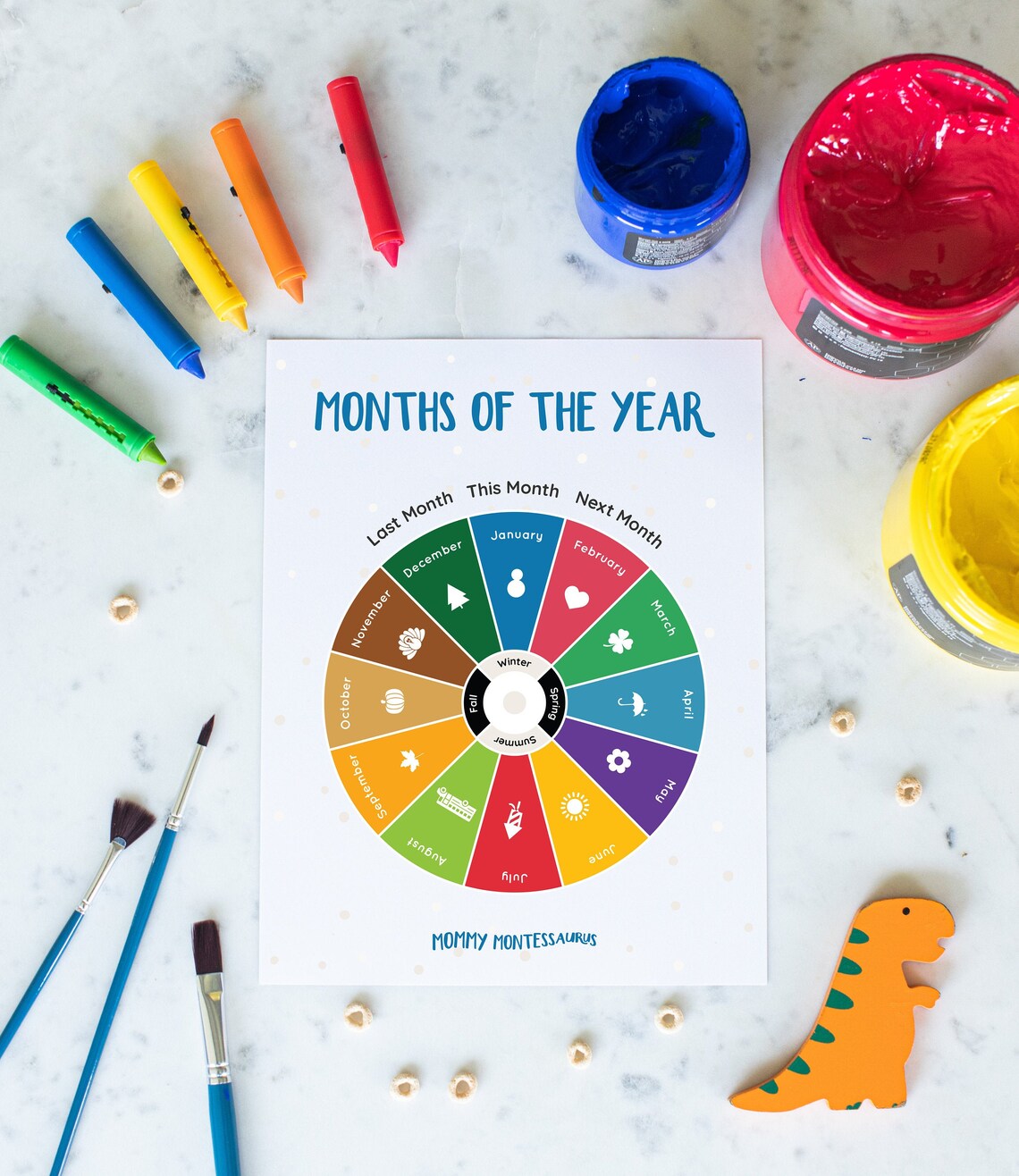 Montessori Months of the Year Calendar Wheel & Tracing Worksheet (PDF ...