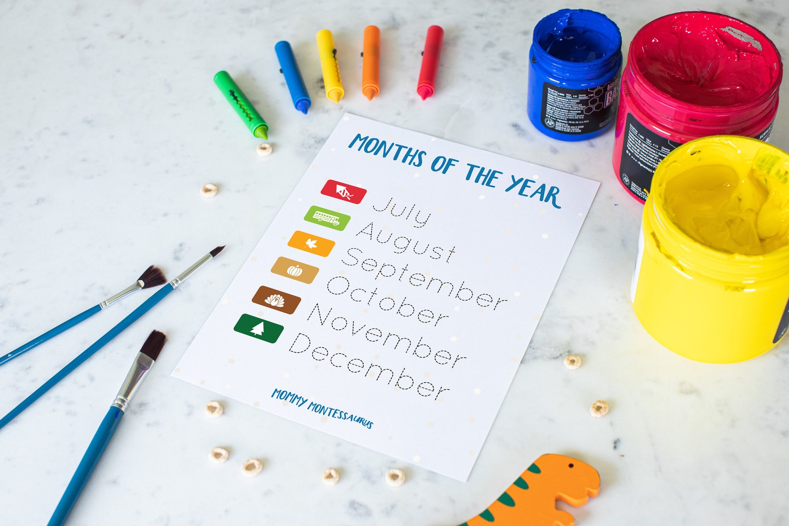 Montessori Months of the Year Calendar Wheel & Tracing Worksheet (PDF ...