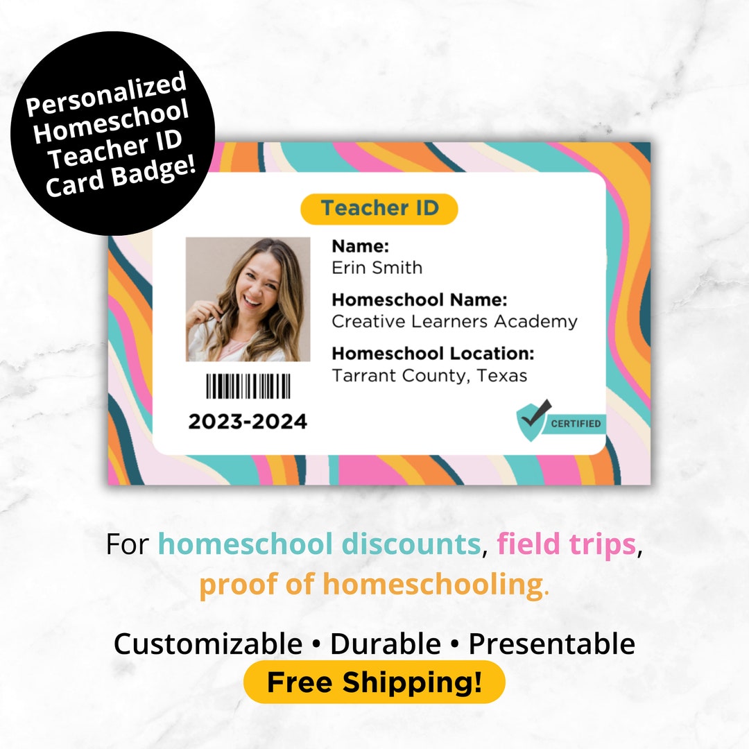 Homeschool Teacher ID Card Badge, Customizable Badge, Homeschool Parent ...