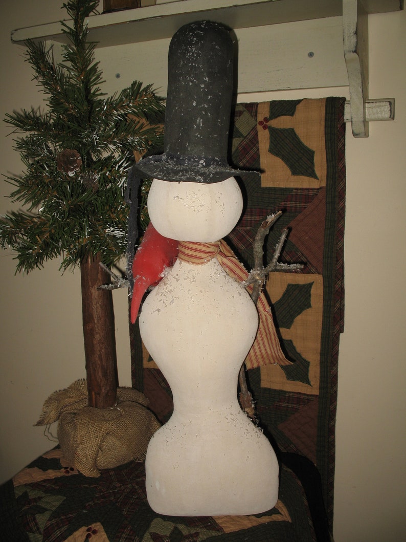 Large Winter Primitive Style Standing Snowman W/ Cardinal & - Etsy