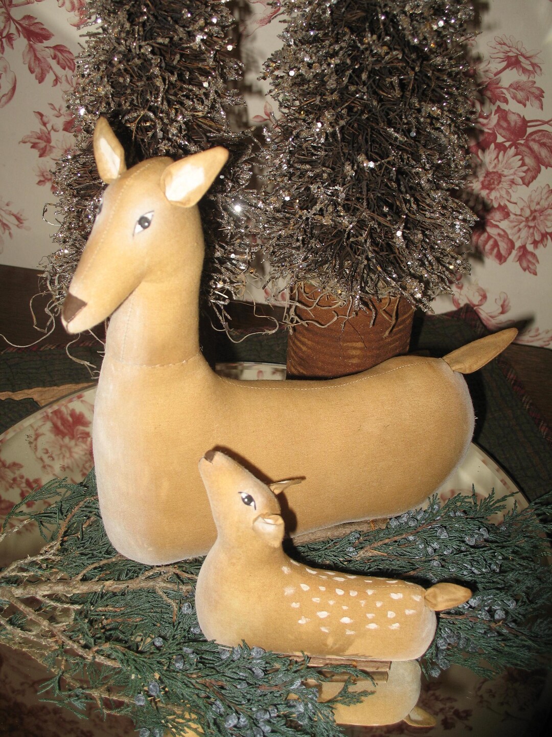 Primitive Mother Deer/doe With Fawn - Etsy