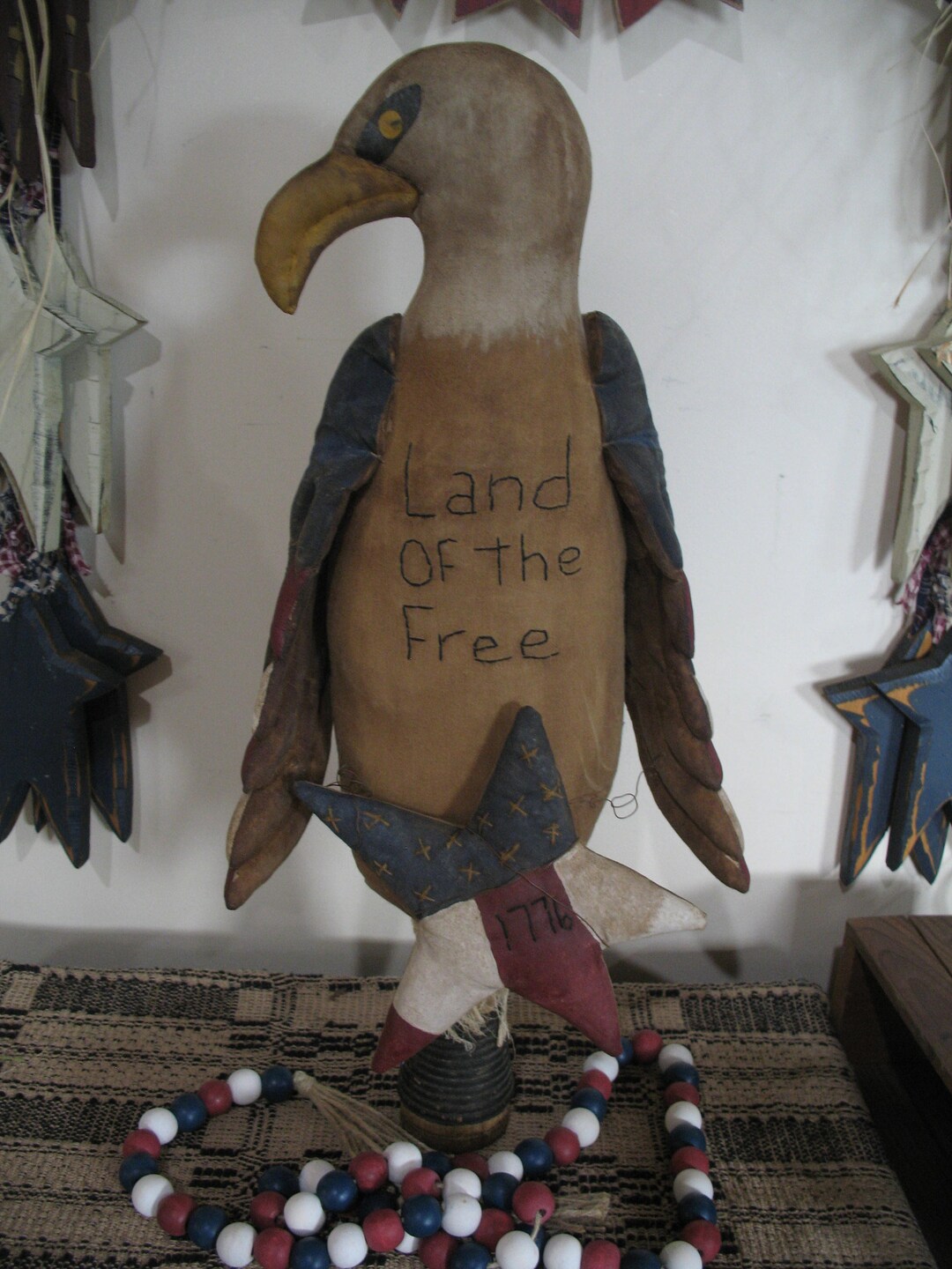 Primitive Independence Day/americana Eagle With Star on Bobbin - Etsy
