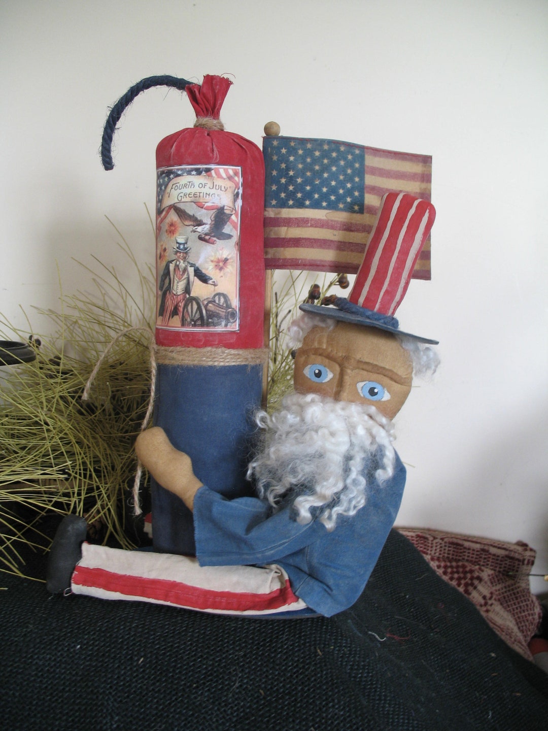 Primitive Patriotic Uncle Sam and Firecracker - Etsy