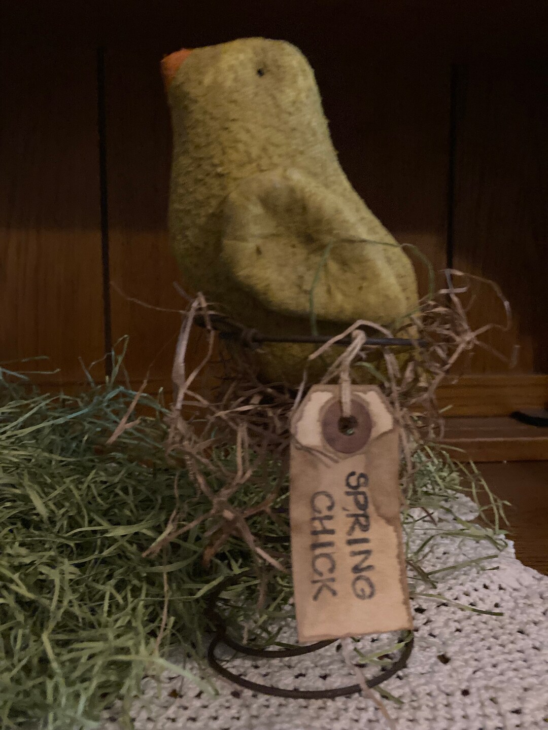 Primitive Spring Chick on Rusty Bed Spring - Etsy