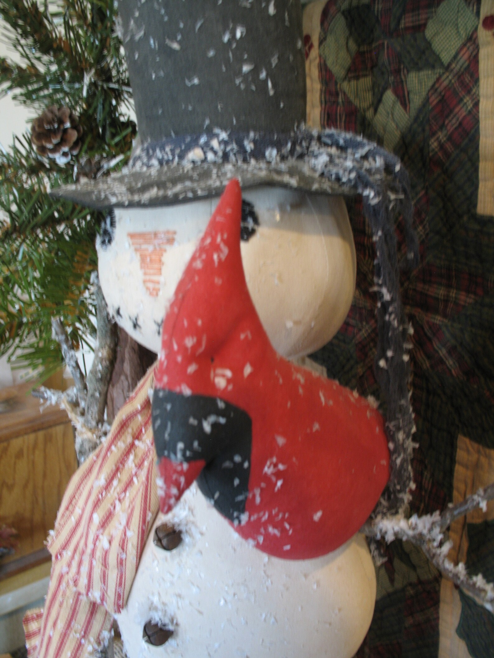 Large Winter Primitive Style Standing Snowman W/ Cardinal & - Etsy