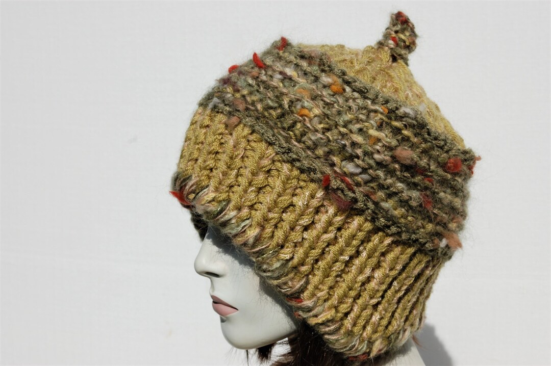 Womens Wool Hat-knitted Chunky Hat-hand Knit Winter Hat-wool Beanie Hat ...