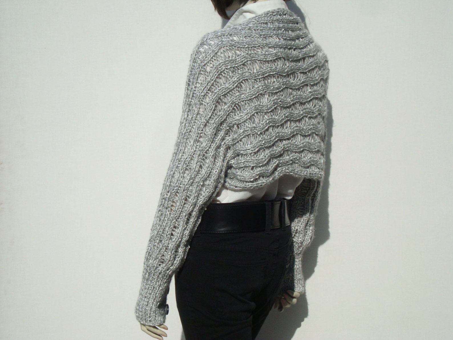 Grey Shrug Women Shawl Woman Shrug Women Sweater Hand Knit - Etsy