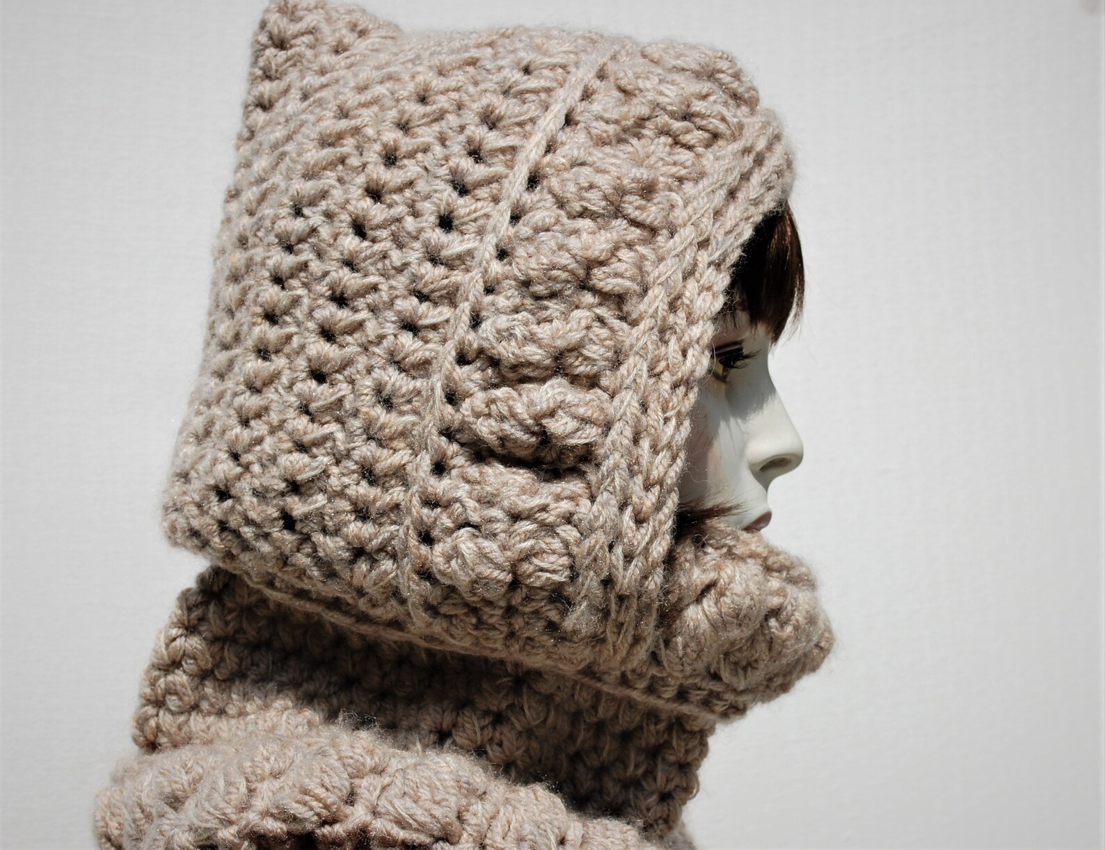 Hooded Cowl Scarf-hooded Cowl Knit-wool Hooded Cowl-hooded - Etsy