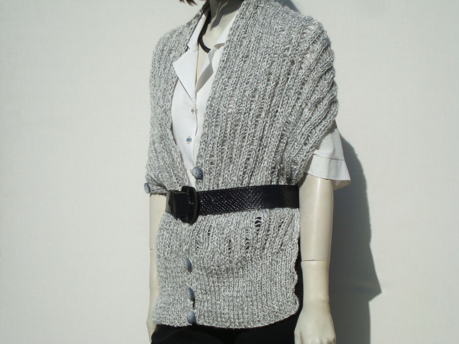 Grey Shrug Women Shawl Woman Shrug Women Sweater Hand Knit | Etsy