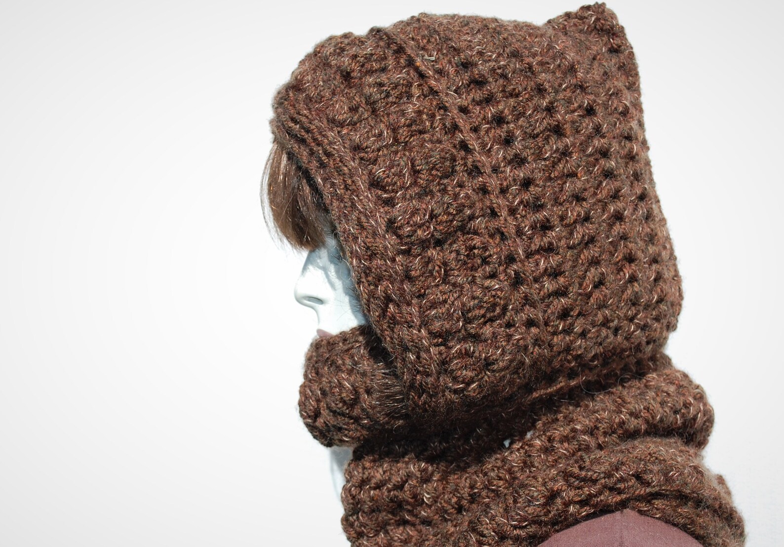 Hooded Cowl Scarf-hooded Cowl Knit-wool Hooded Cowl-hooded - Etsy