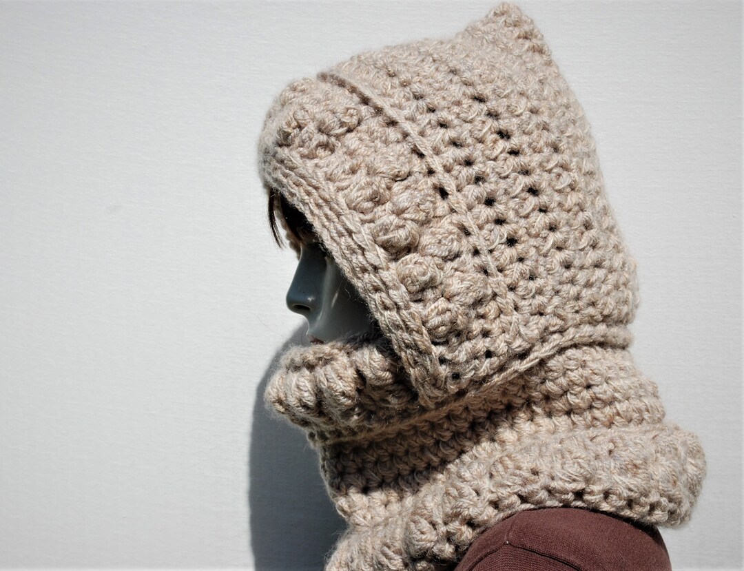 Hooded Cowl Scarf-hooded Cowl Knit-wool Hooded Cowl-hooded Scarf Women ...