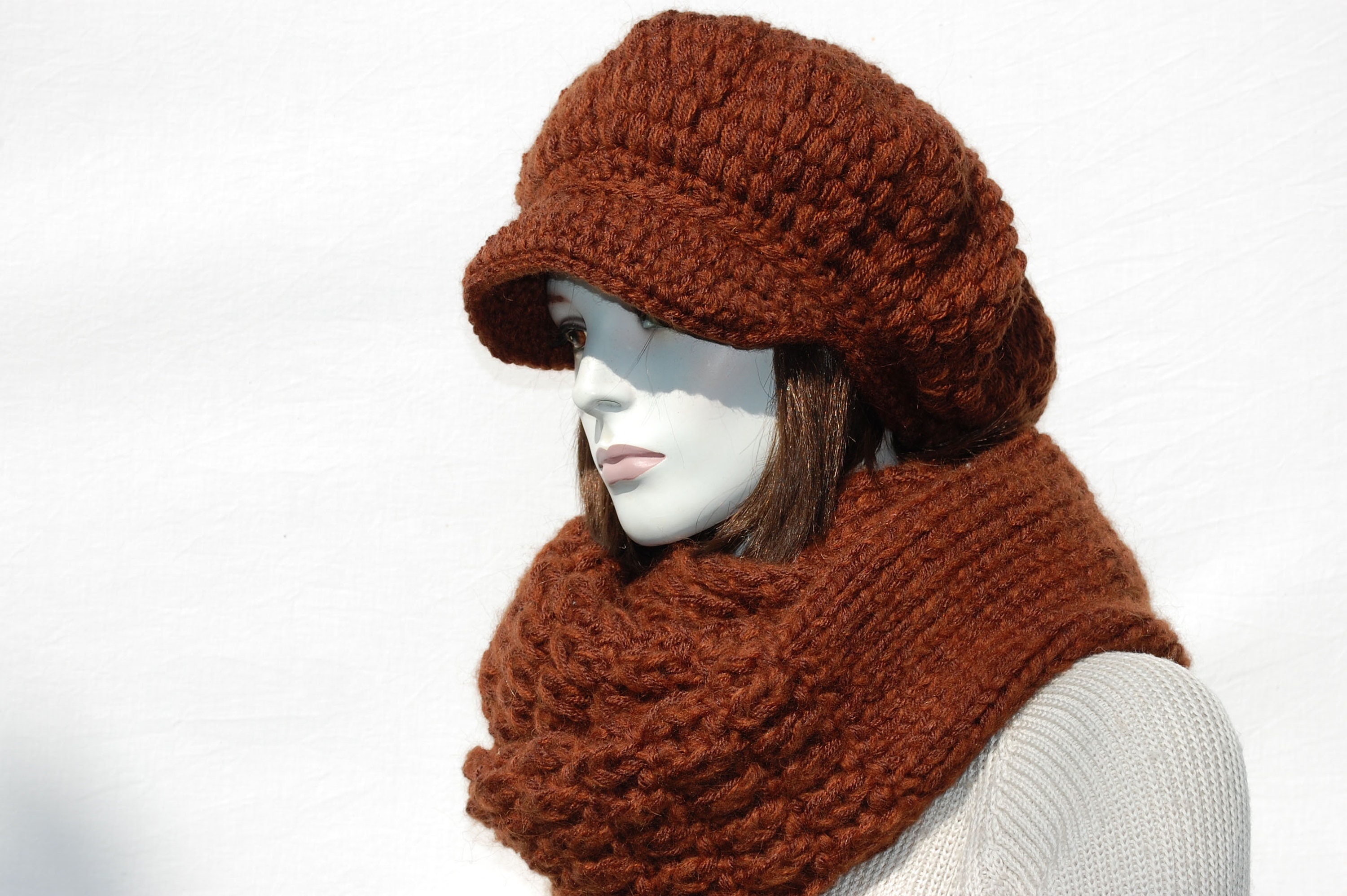 Winter Hat and Scarf Newsboy Hat Women Wool Scarf Women | Etsy