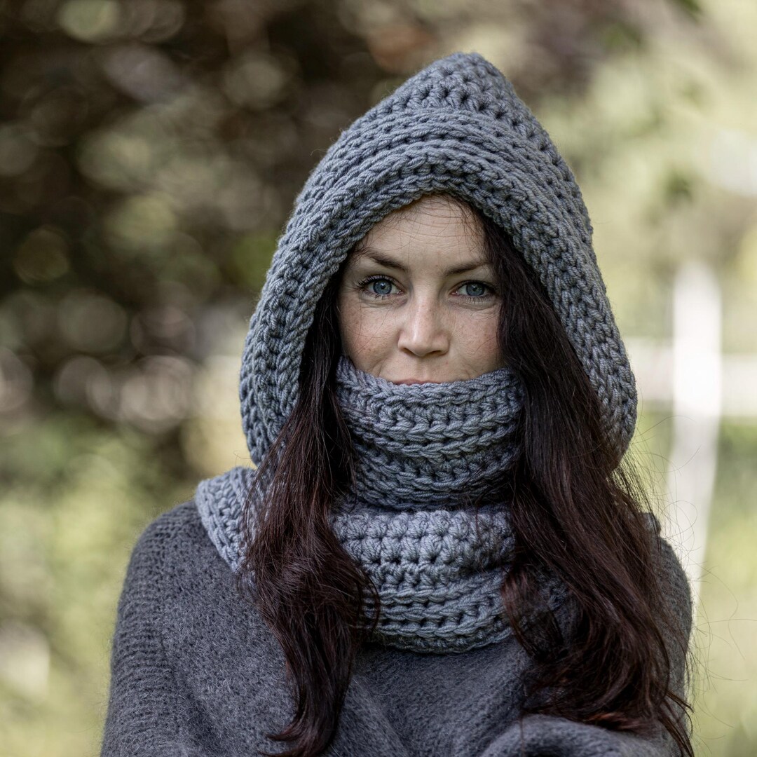 Cozy Wool Balaclava: Versatile Winter Hooded Snood, Knit Cowl Scarf and ...